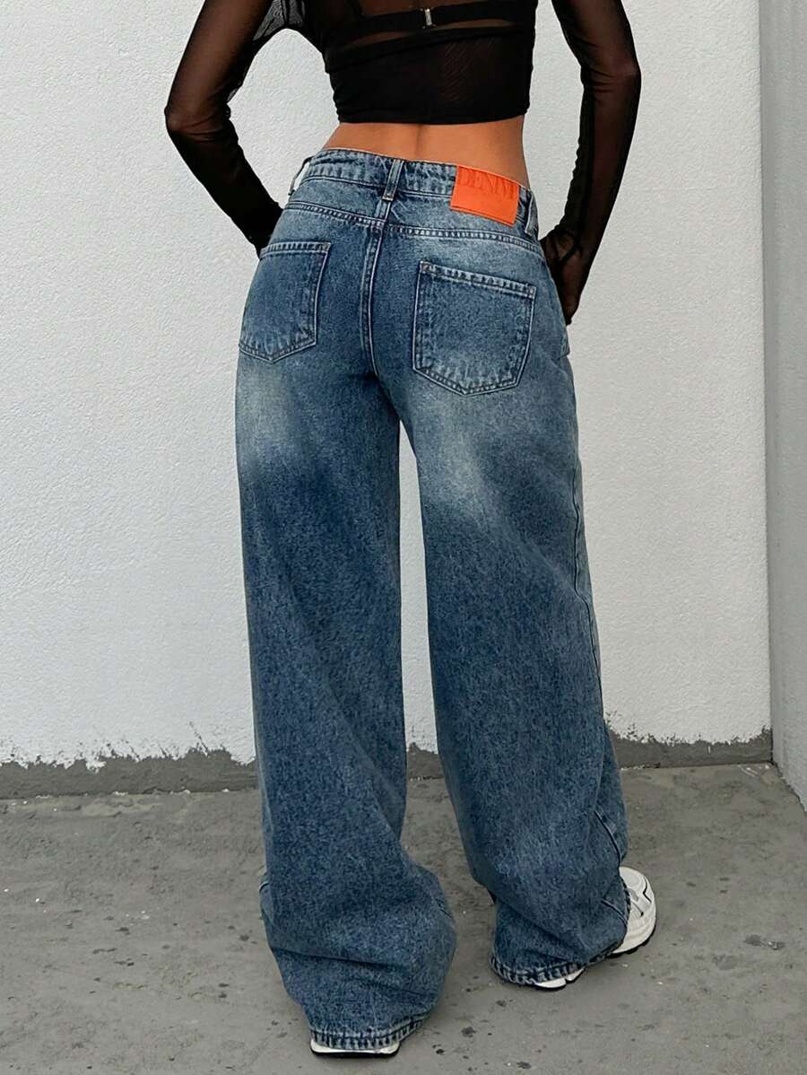 SHEIN LOW RISE WIDELEG BLUE JEAN WITH JACRON | SHEIN UK