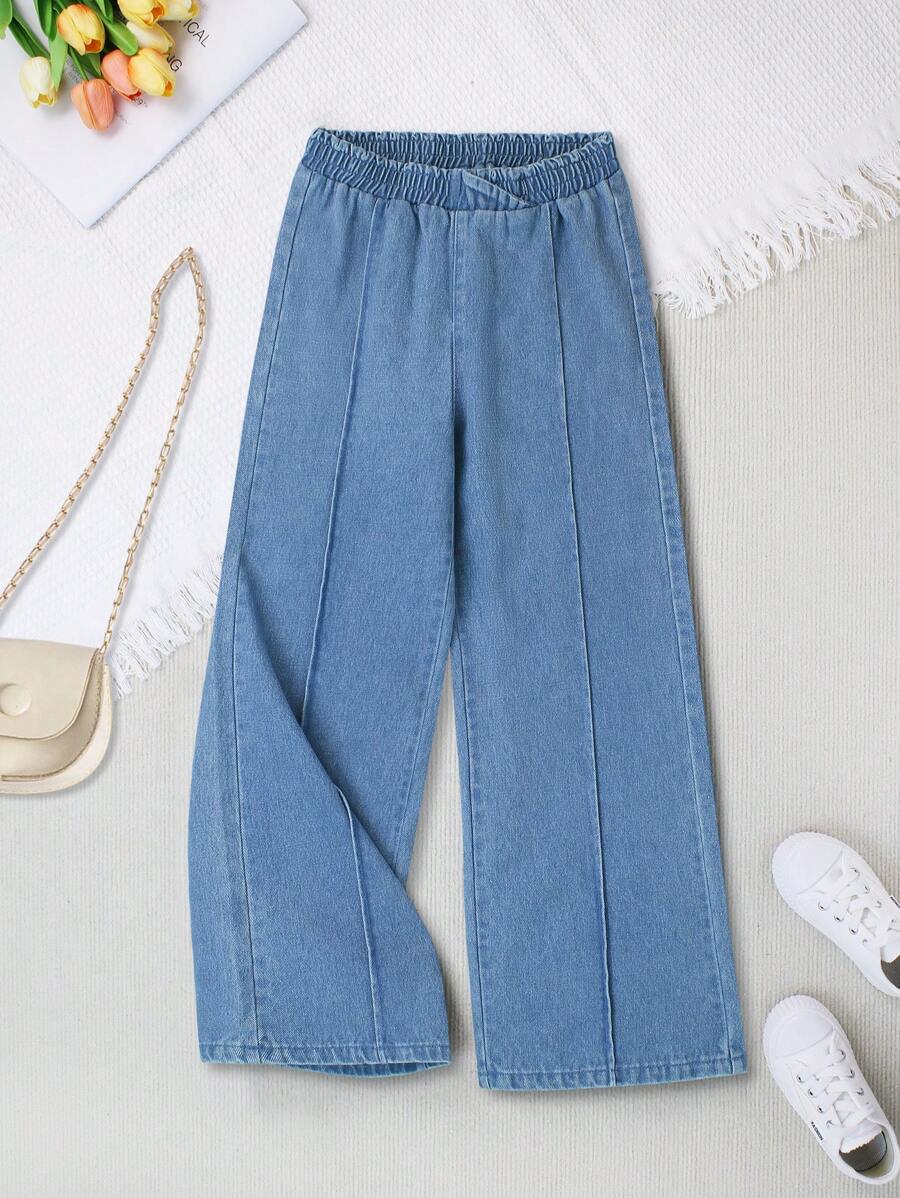 SHEIN Tween Girl Asymmetrical Waistline Loose Fit Casual Versatile ...