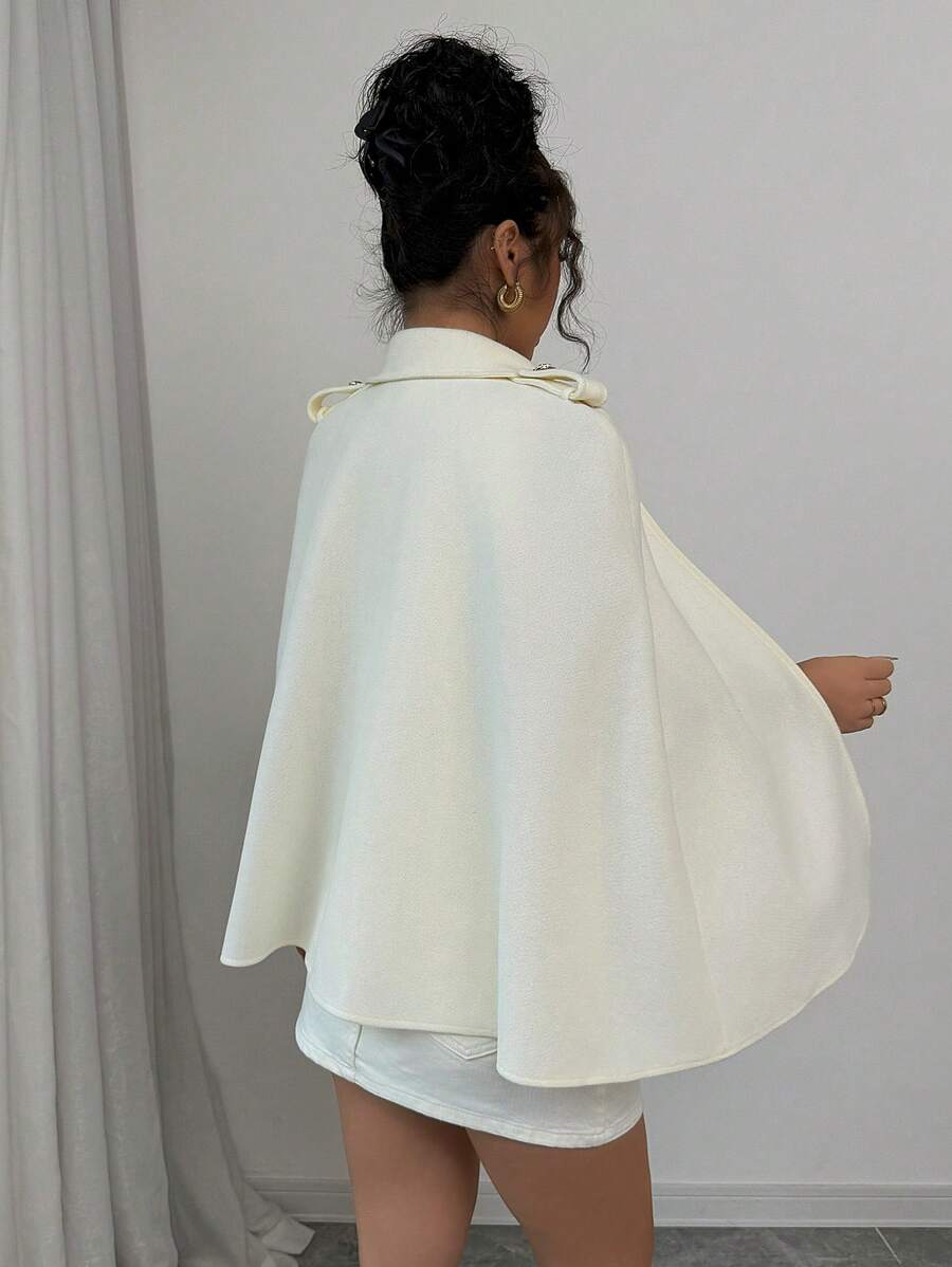 SHEIN ChicEase Cape Style Metal Clasp Wool Blend Suit Jacket | SHEIN UK