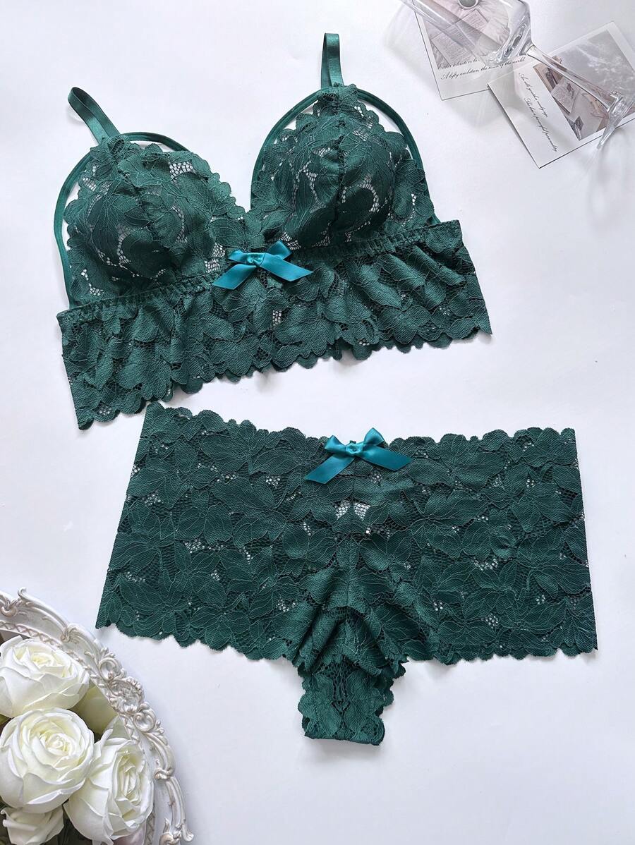 2pcs/Set Plus Size Women's Sexy Lace Lingerie Set | SHEIN USA