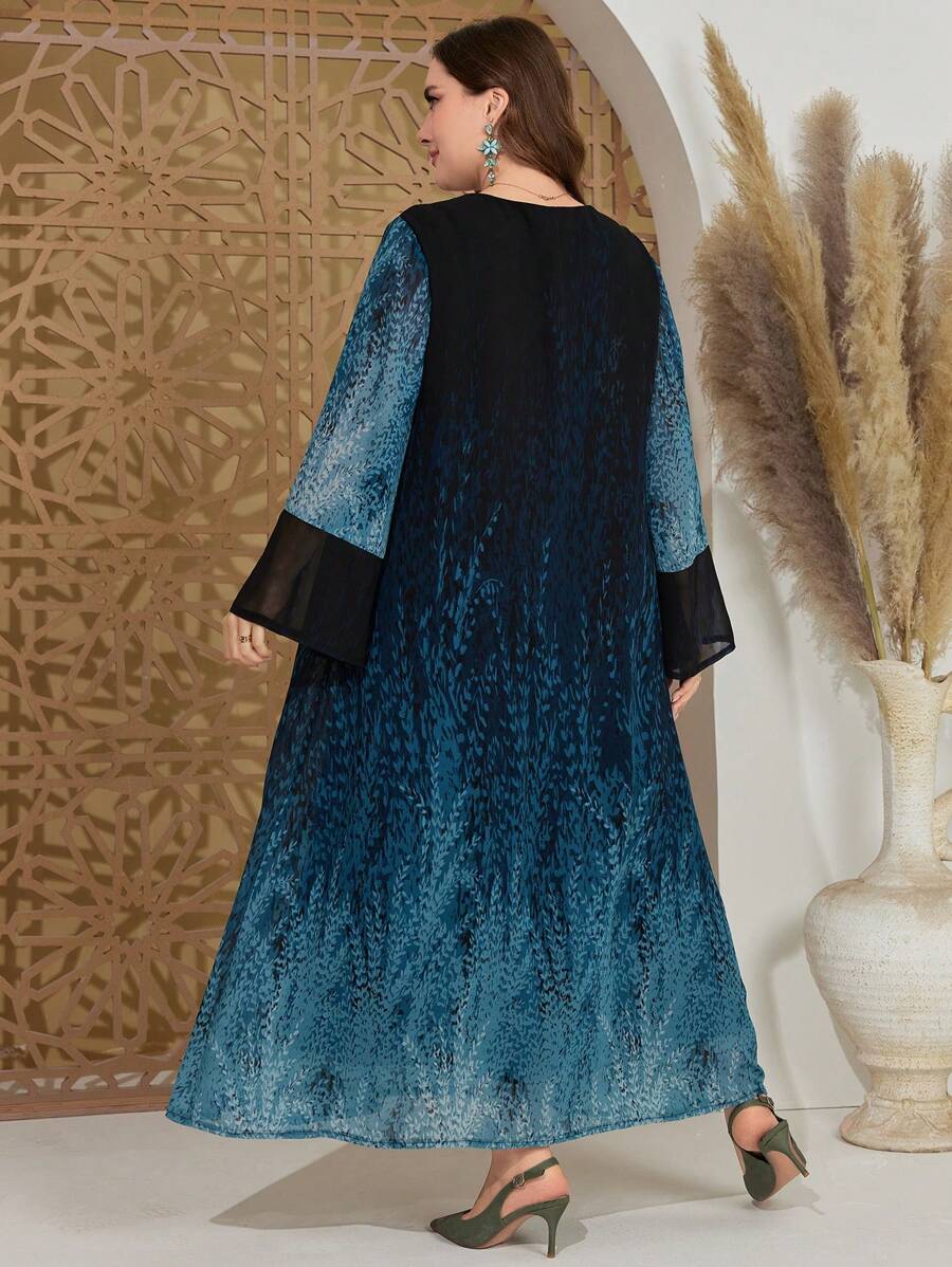 SHEIN Najma Plus Size Arabic Style Women Long Sleeve Elegant Printed ...