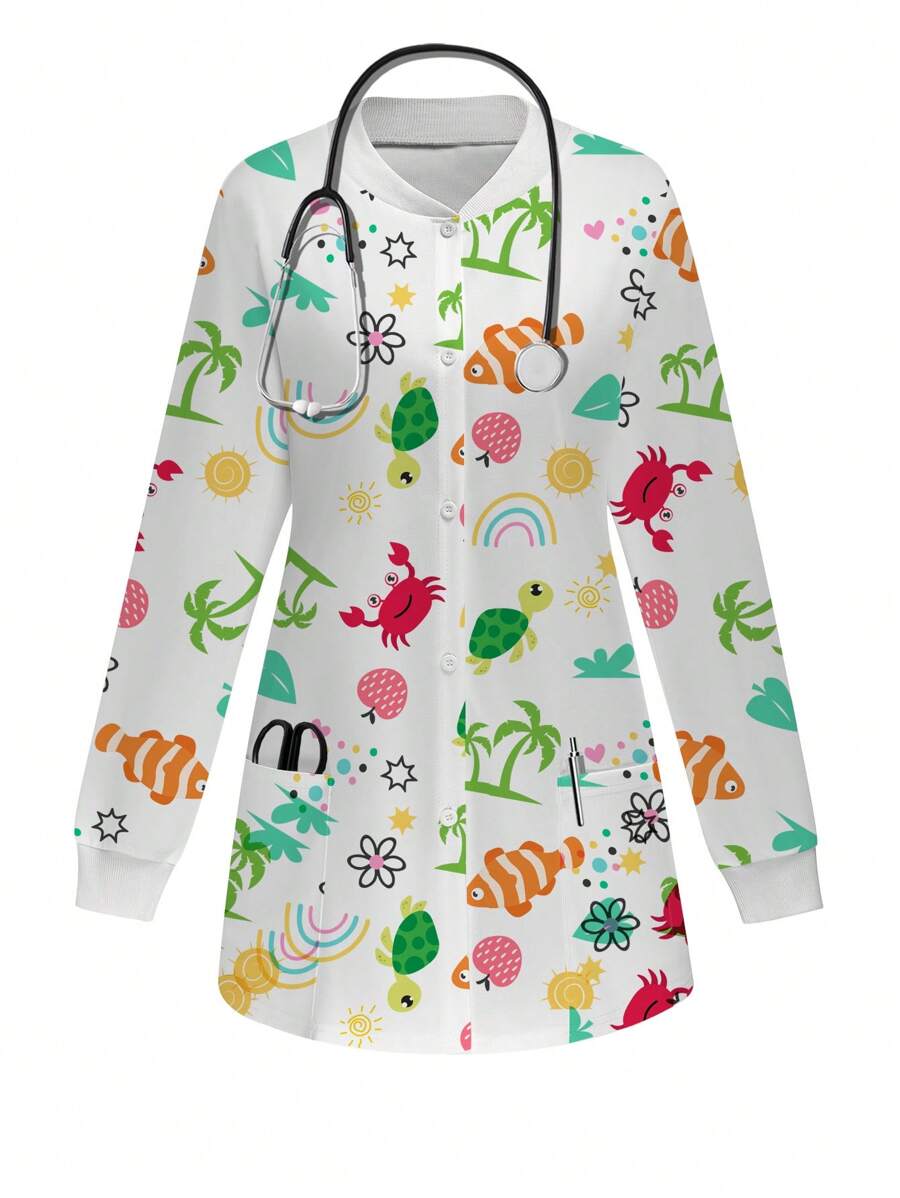 PopScrub Cute Cartoon Underwater World Design /Nursing Uniform Jacket ...