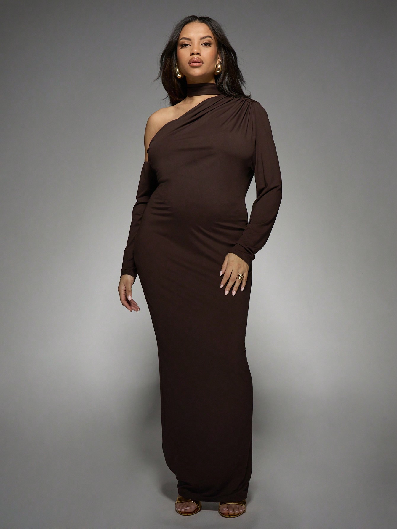 MISSGUIDED PLUS Elegant One-Shoulder Asymmetric Plus Size Maxi Dress ...