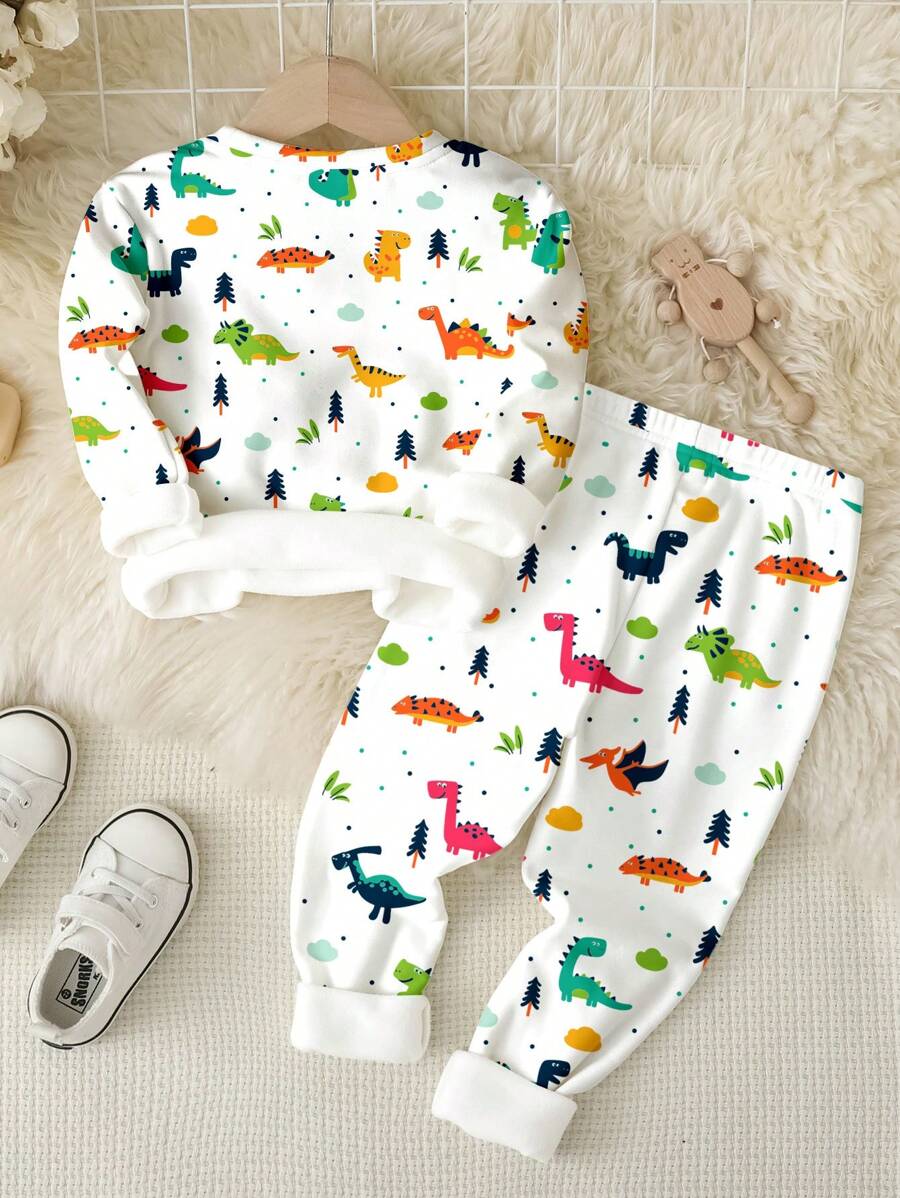 SHEIN Beige, Dinosaur, Cartoon Dinosaur Young Boy Casual Minimalist Snug Fit Comfortable Long ...