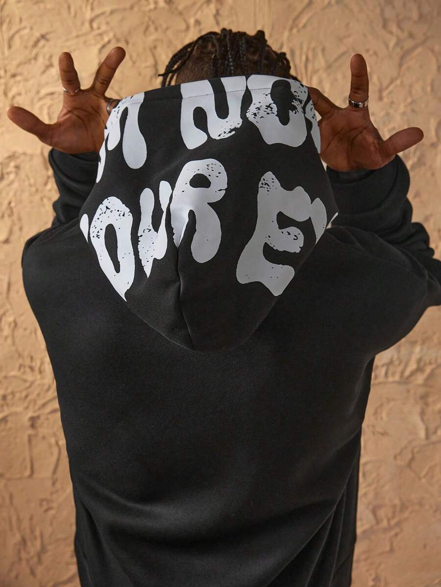 Forever 21 Heavyweight Loose Oversized Baggy Hoodie Sweatshirt In Black ...