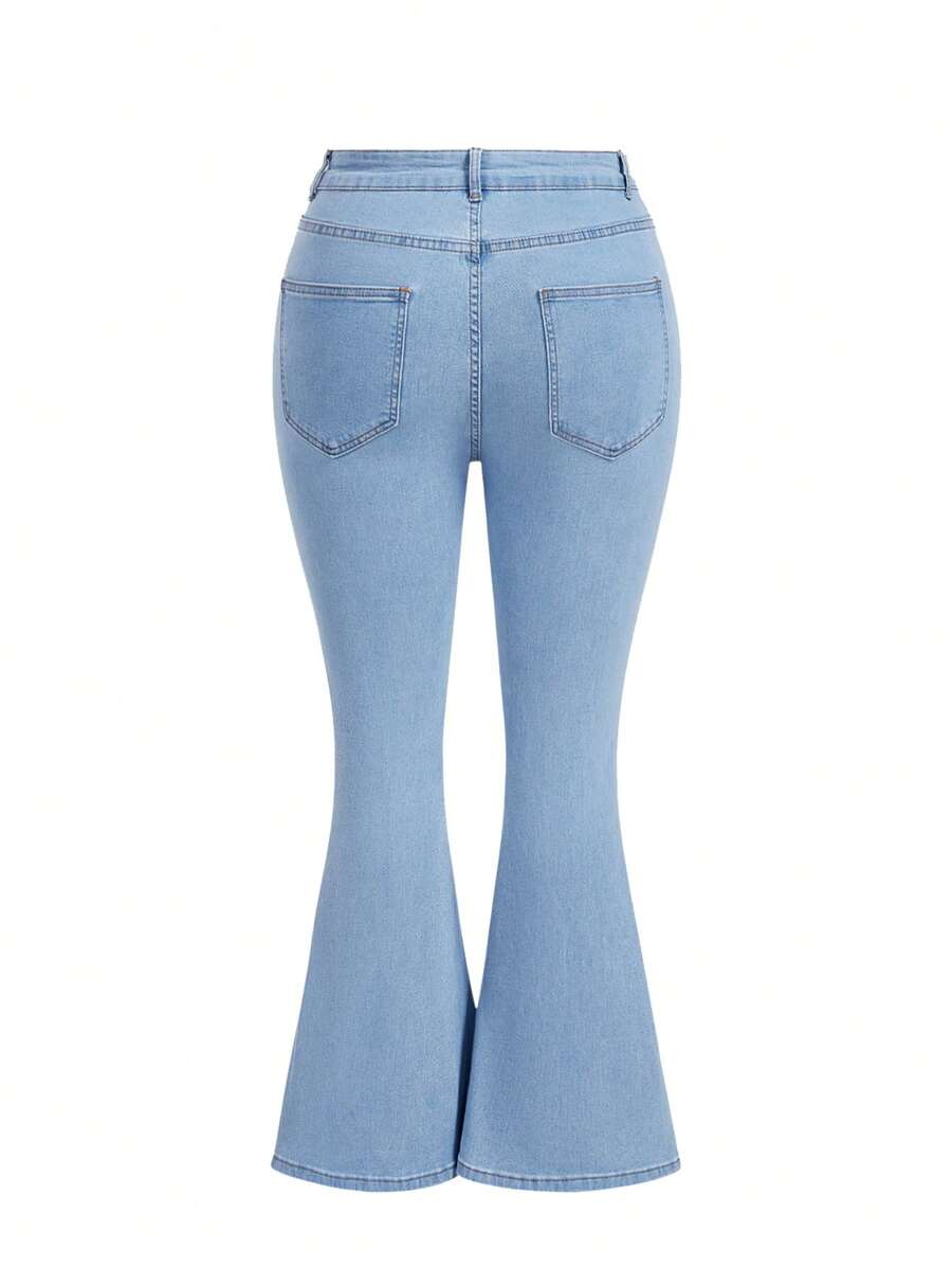 SHEIN Artist Light Blue Plus Size Cowgirl Denim Jeans, Suitable For All ...
