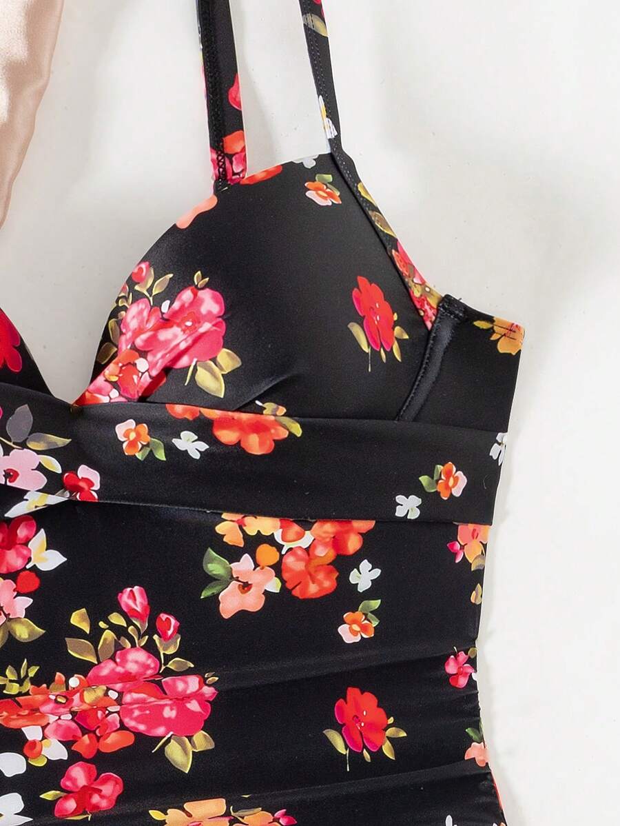 Swim Lushoire Nowy jednoczęściowy kostium kąpielowy z kwiatowym wzorem ...