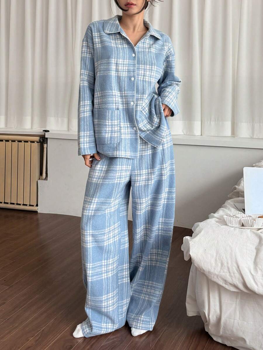 DAZY Women 2pcs/Set Plaid Loose Fit Pajamas Set, Spring | SHEIN USA