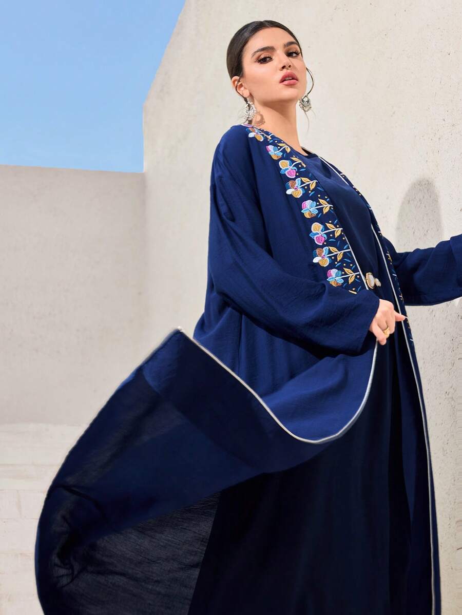 SHEIN Najma Women's Elegant Casual Embroidered Arabic Abaya Robe for Sale Australia| New ...
