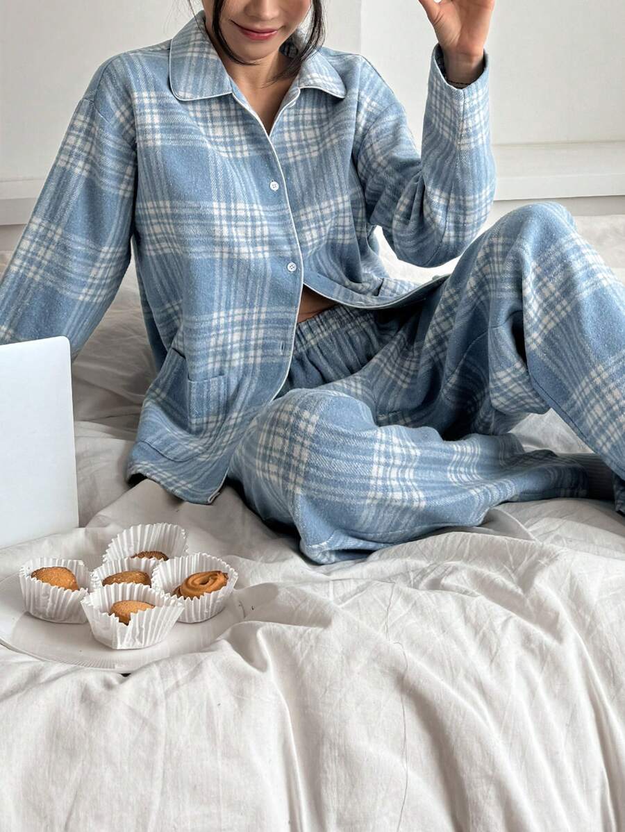 DAZY Women 2pcs/Set Plaid Loose Fit Pajamas Set, Spring | SHEIN USA