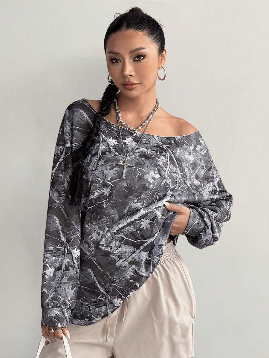 Coolane Tween Girls Fall/Winter Y2K Graphics Stretchy Off The Shoulder Sweatshirt | SHEIN USA