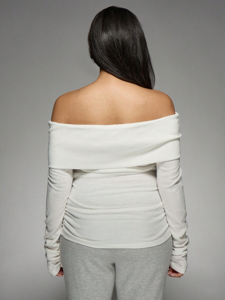 MISSGUIDED MISSGUIDED PLUS Plus Size Bardot Long Sleeve Top | SHEIN UK