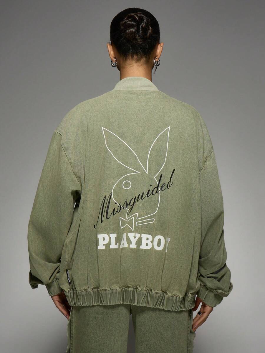 Missguided x Playboy Sage Bomber Jacket Streetwear Collection Vintage ...