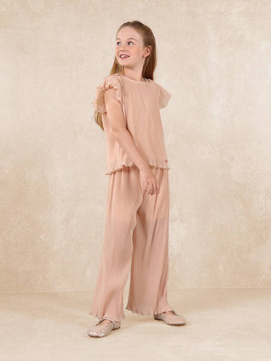 SUMWON Tween Girls Comfy Regular Fit Ruffled Plisse Top And Pant 2 ...