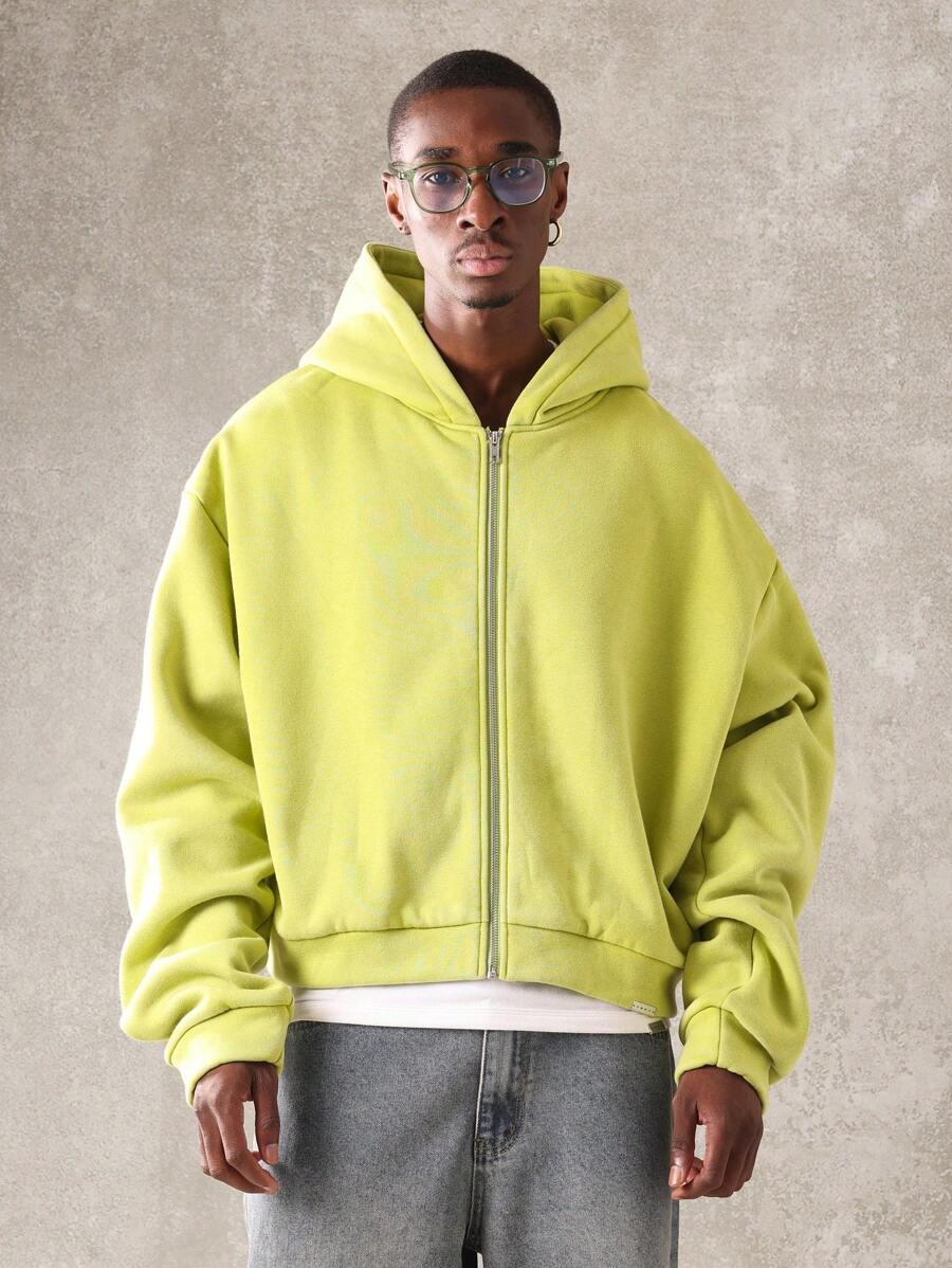 SUMWON Oversized Full-Zip Hoodie Sweatshirt Modern Streetwear Athletic Casual Workout Running ...