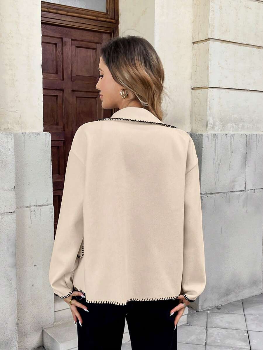 SHEIN Raffinéa Classic Solid Color Lapel Single-Breasted Dropped ...