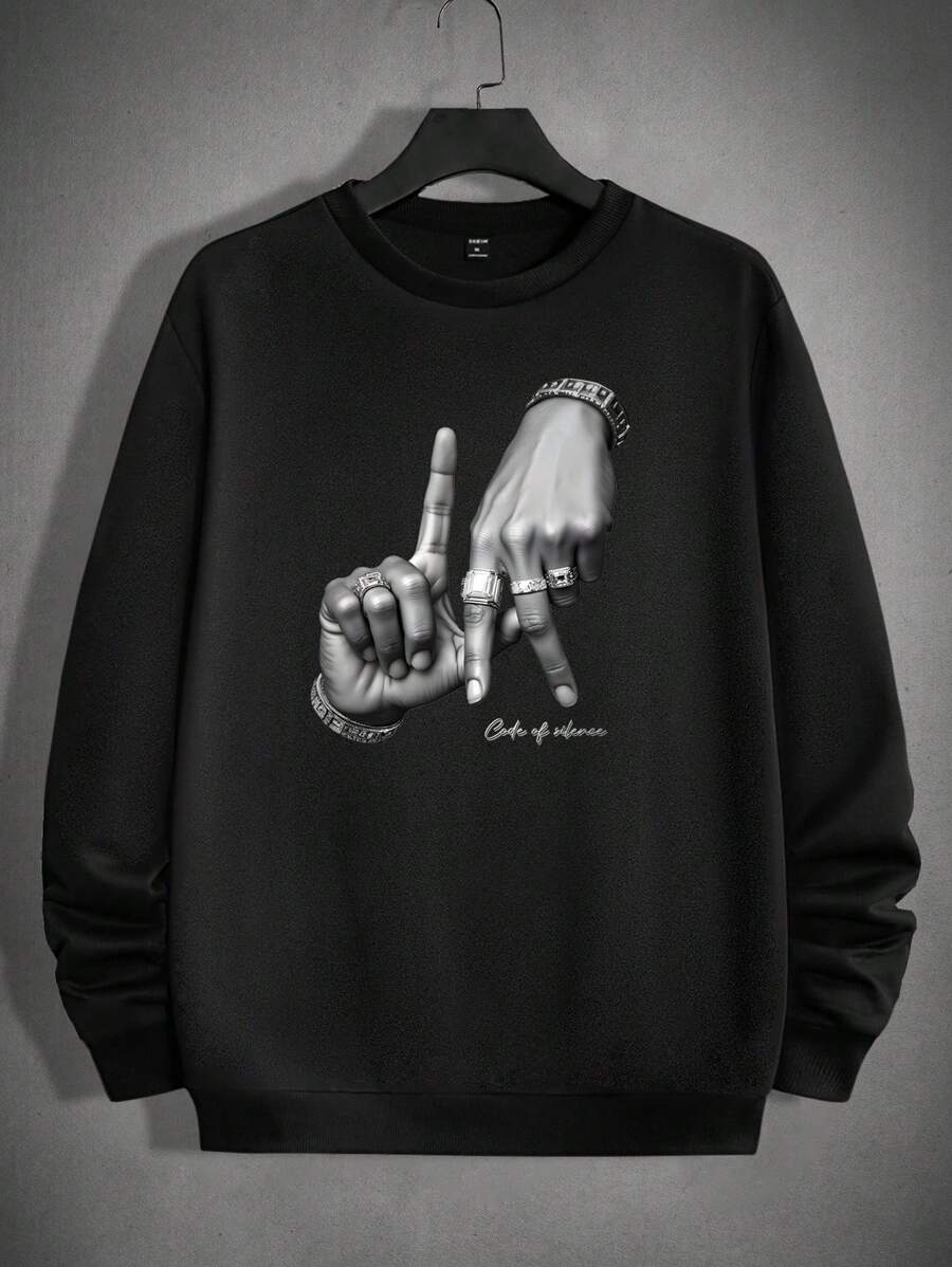 Manfinity EMRG LA Gesture Symbol Graphic Oversized Short Sleeve T-Shirt ...