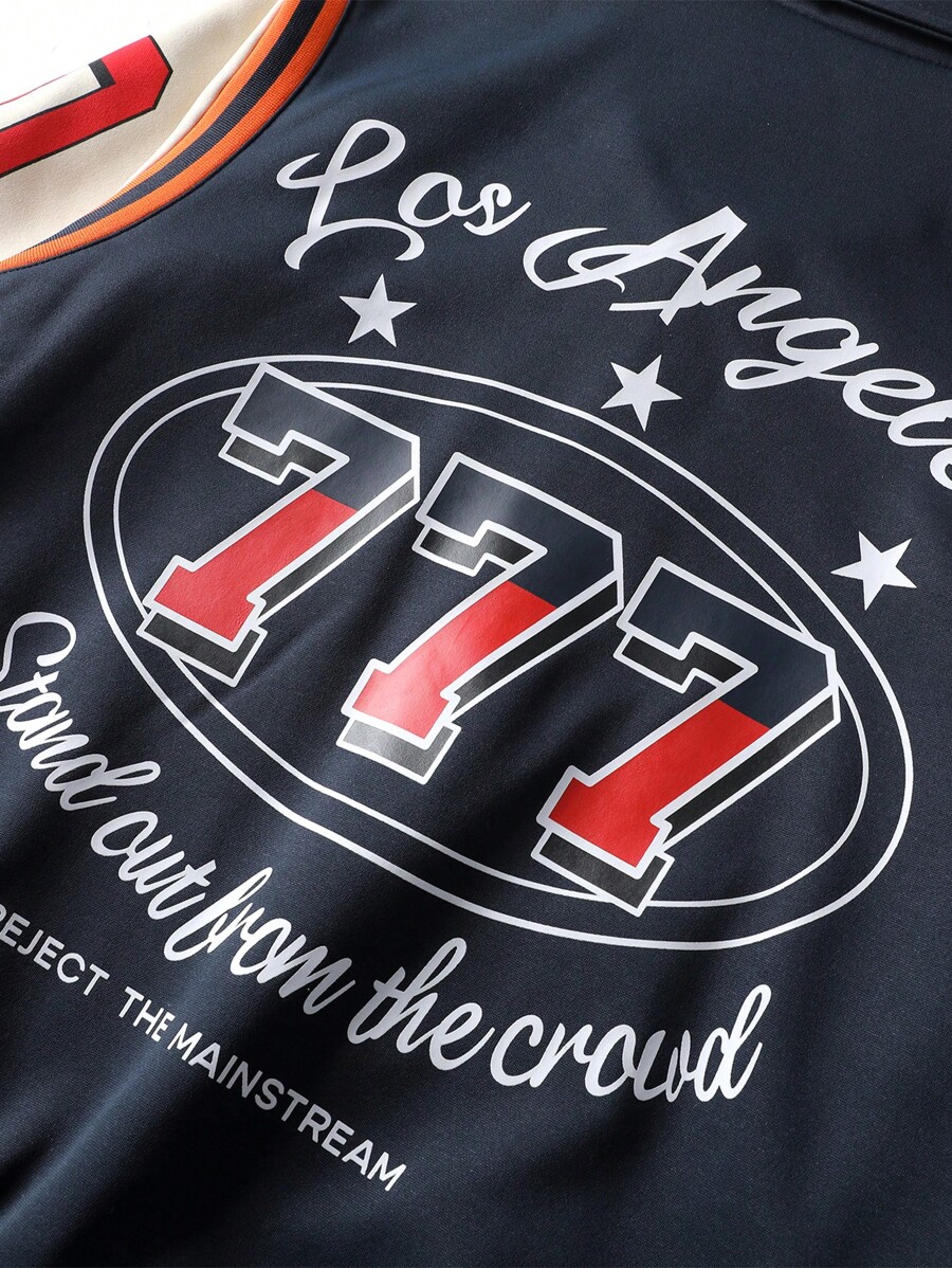 Manfinity LEGND Men's Plus Size Color Block Letterman Jacket With ...