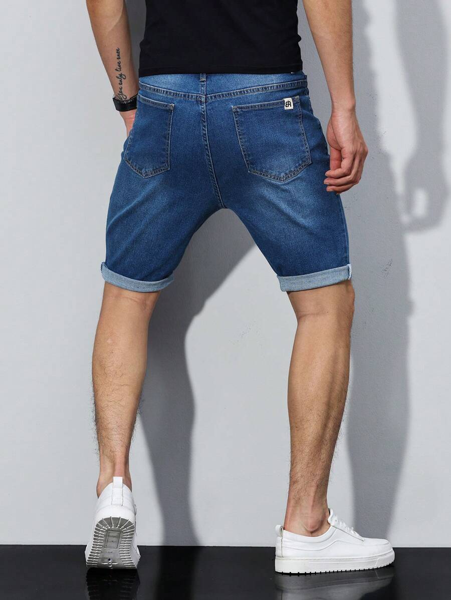 Manfinity Homme Shorts en jean simples avec poches pour hommes, portés ...