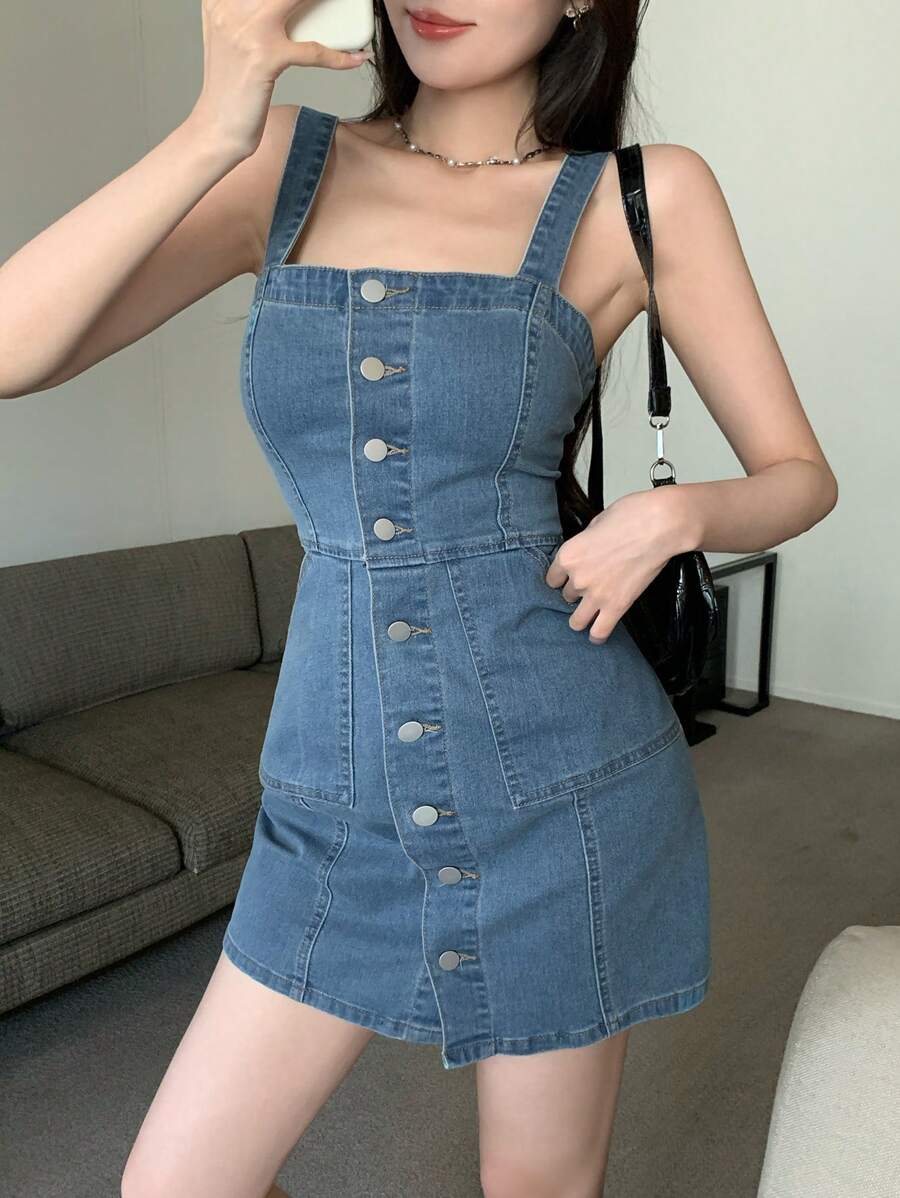 DAZY Women's Denim Jumper Dress With Suspenders | SHEIN USA