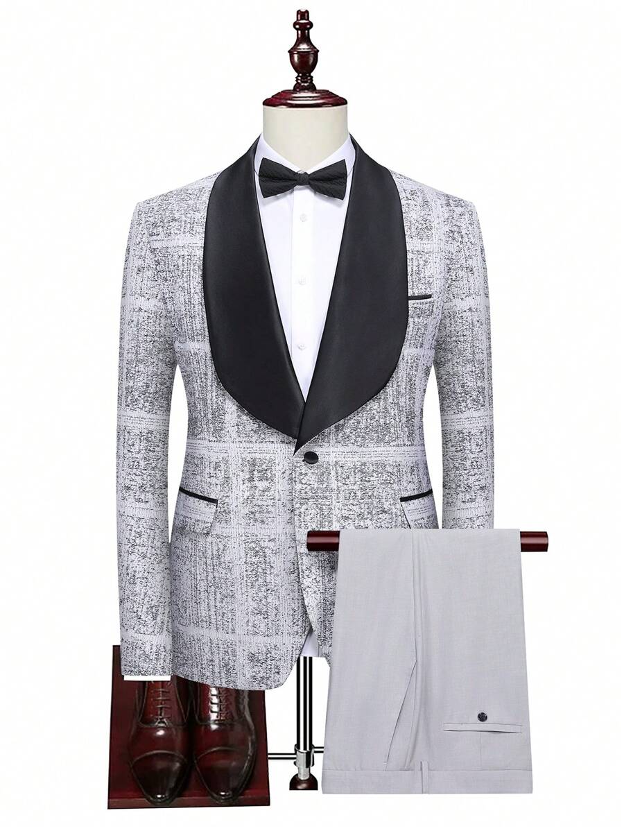 Manfinity Mode Plus Size Men's Business Commuter Contrast Color Shawl ...