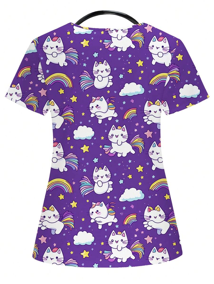 PopScrub Cartoon Doctor/Nurse Short Sleeve Uniform Top Set Scrub Set ...