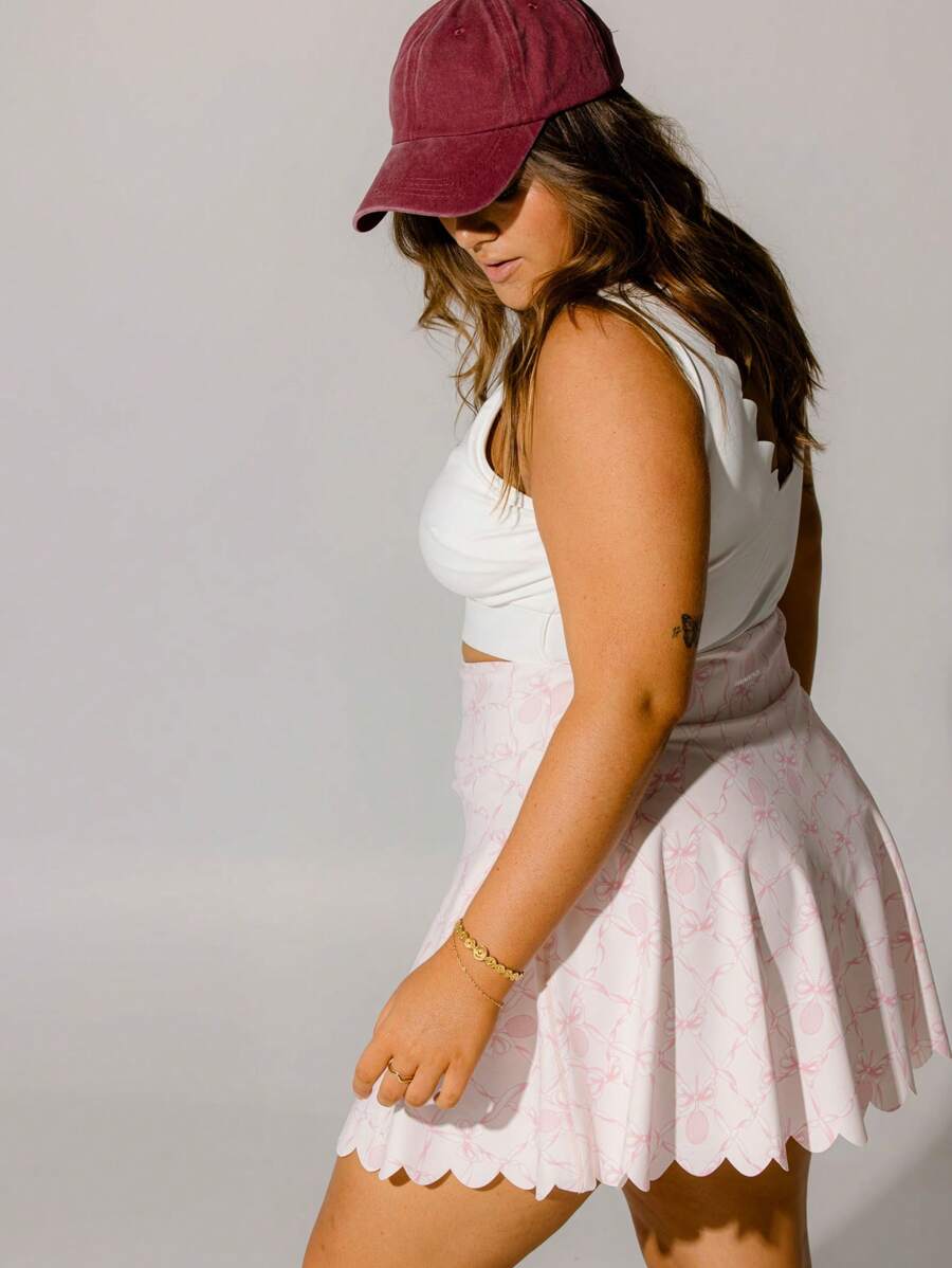 Aralina Curve Leisurewear Scallop Tennis Print Flippy Skirt And Crop ...