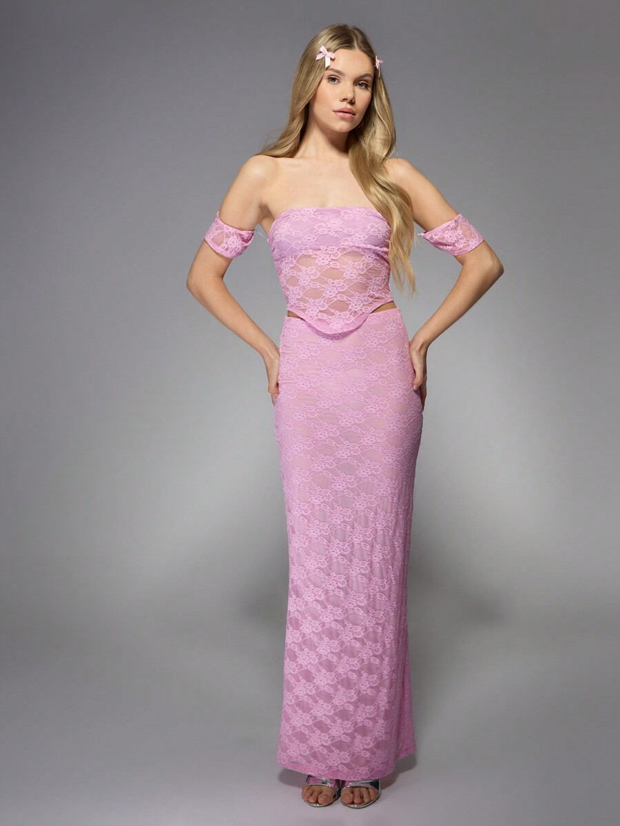 MISSGUIDED Sheer Lace Maxi Skirt | SHEIN USA