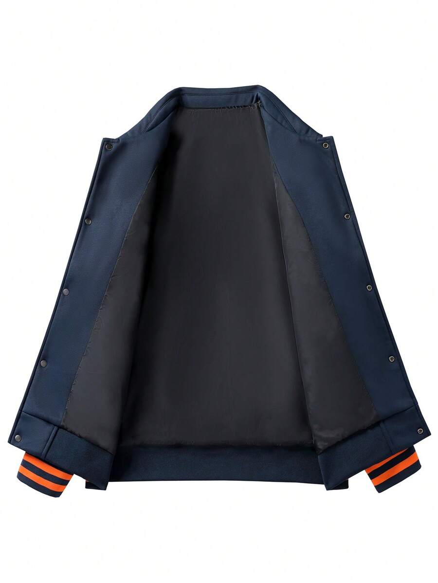 Manfinity LEGND Men's Plus Size Color Block Letterman Jacket With ...