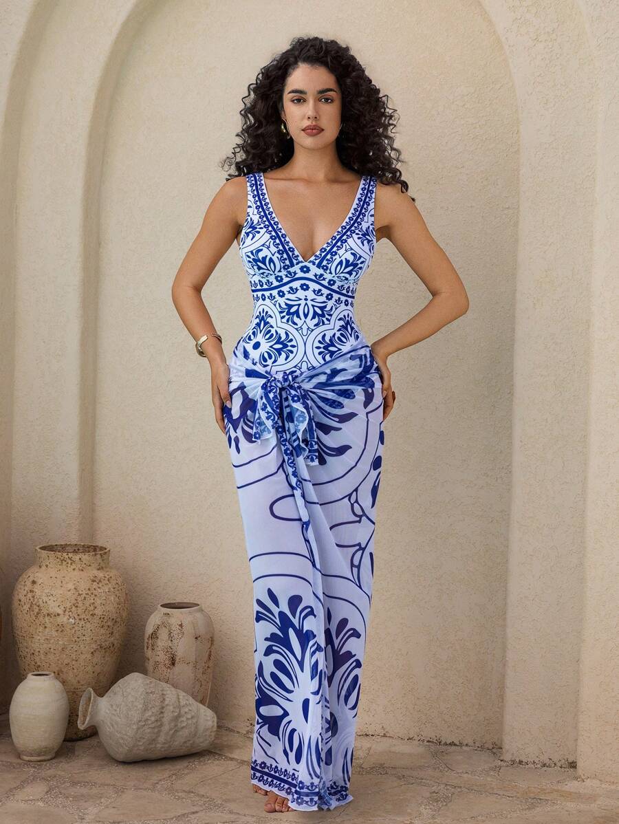 Swim Oasis 2pcs Set Premium Women Positioning Print Summer Beach ...