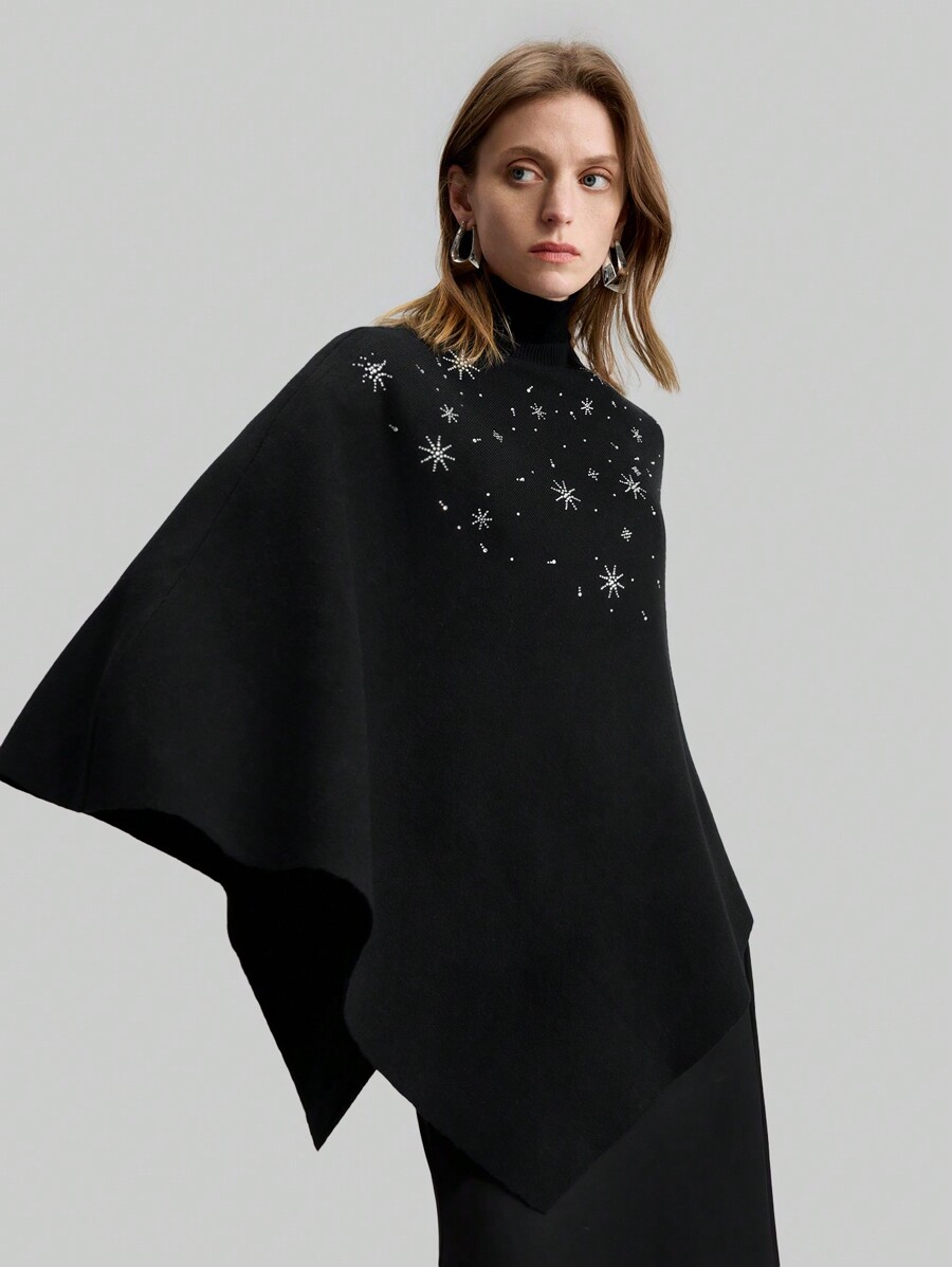 Ontre Nouveau 2025 Femmes Asymétrique Cape Poncho Top avec col montant ...