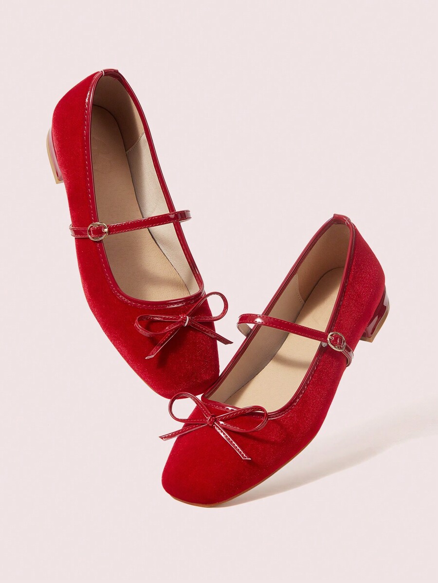 CUCCOO DOLLMOD Women's Flat Red Square Toe Plaid Mary Jane Shoes ...