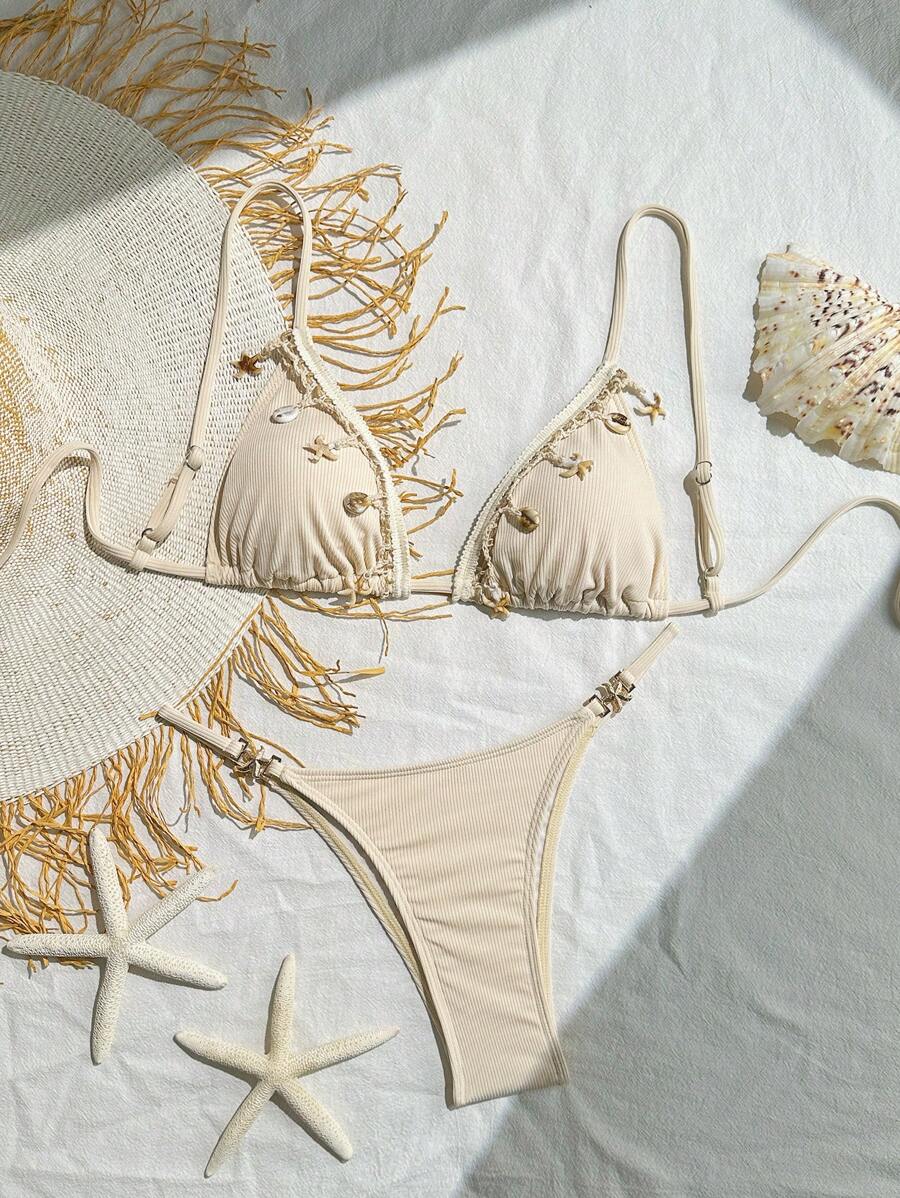 Beach Outfits For Women: Ribbed Fabric Sexy Halter Backless Top + Sexy ...