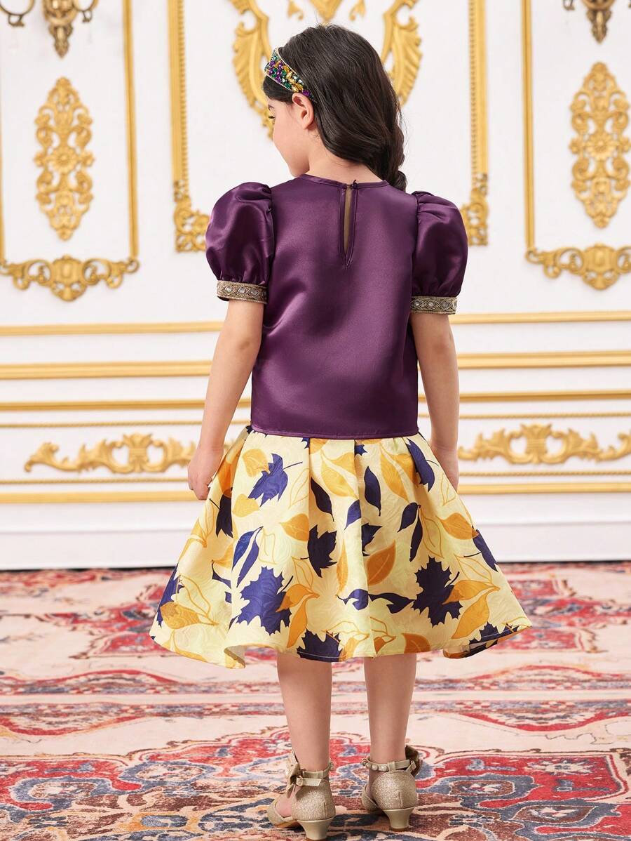 SHEIN 2pcs Set Young Girl Woven Round Neck Puff Sleeve Casual Blouse ...