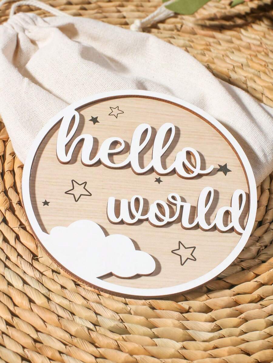 Newborn Photo Props 3D Hello World Newborn Baby Birth Announcement Sign ...