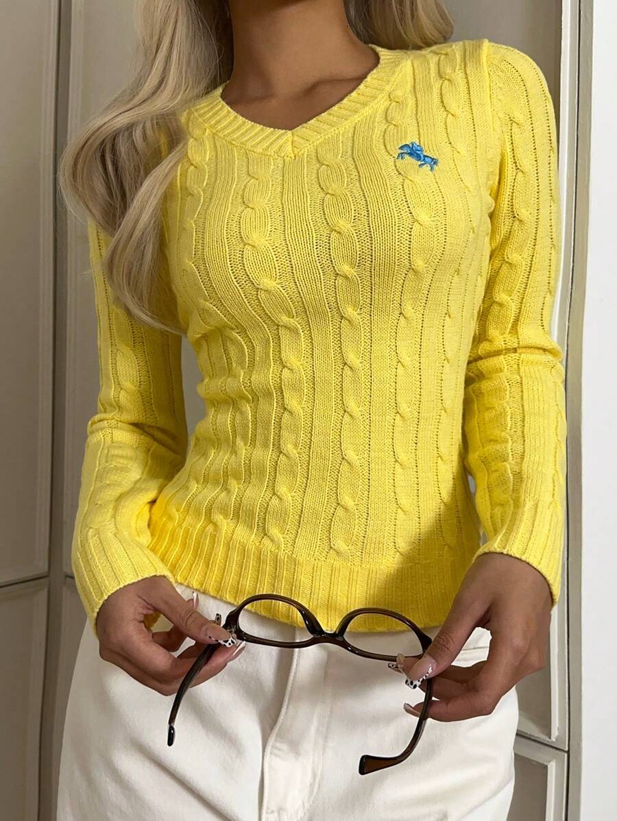 SHEIN EZwear Suéter minimalista casual de mujer con detalles bordados ...