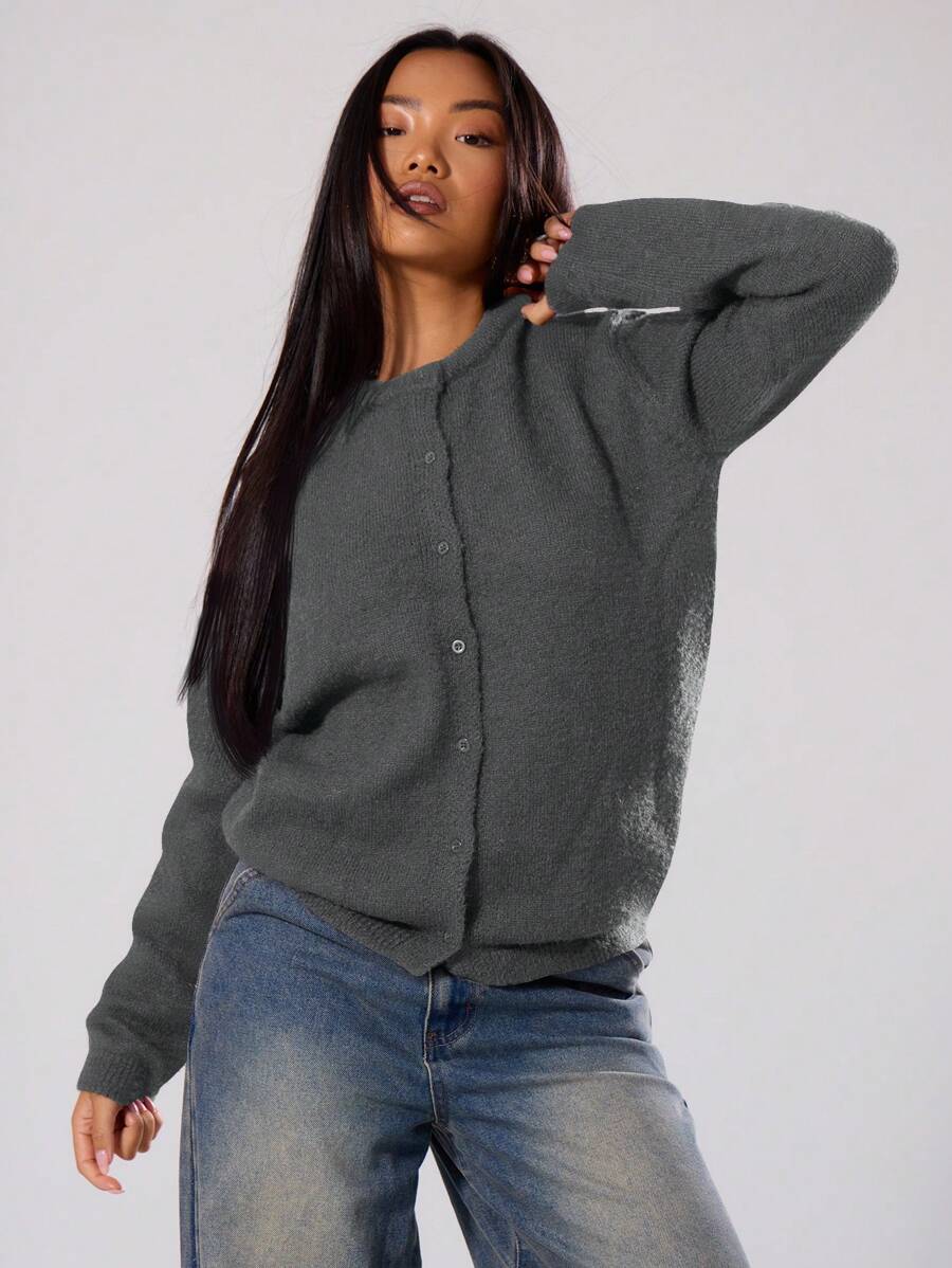 MUSERA Loose Fit Button Up Cardigan Spring Y2K 90's Casual Cute | SHEIN USA