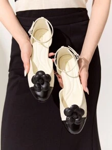 CUCCOO CHICEST Women's Summer New Camellia Flower Colorblock Round Toe ...