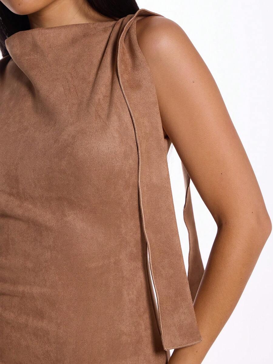 MUSERA Tie Shoulder Suede Maxi Dress Elegant Spring Vacation Summer ...