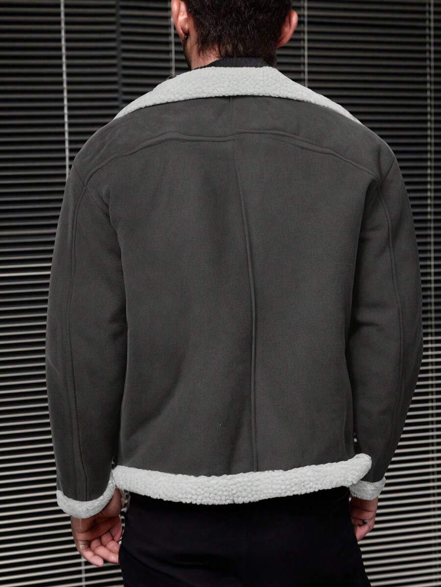 Manfinity Modomio Men's Thickened Thermal Lined Zip-Up Jacket, Suitable ...