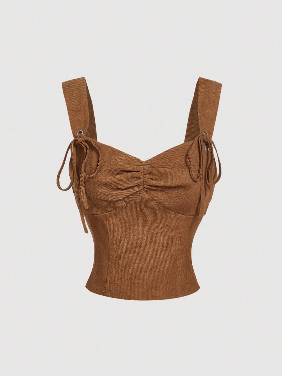 SHEIN MOD Bowknot Front Brown Tank Top, Old Money Style, Vintage Going ...