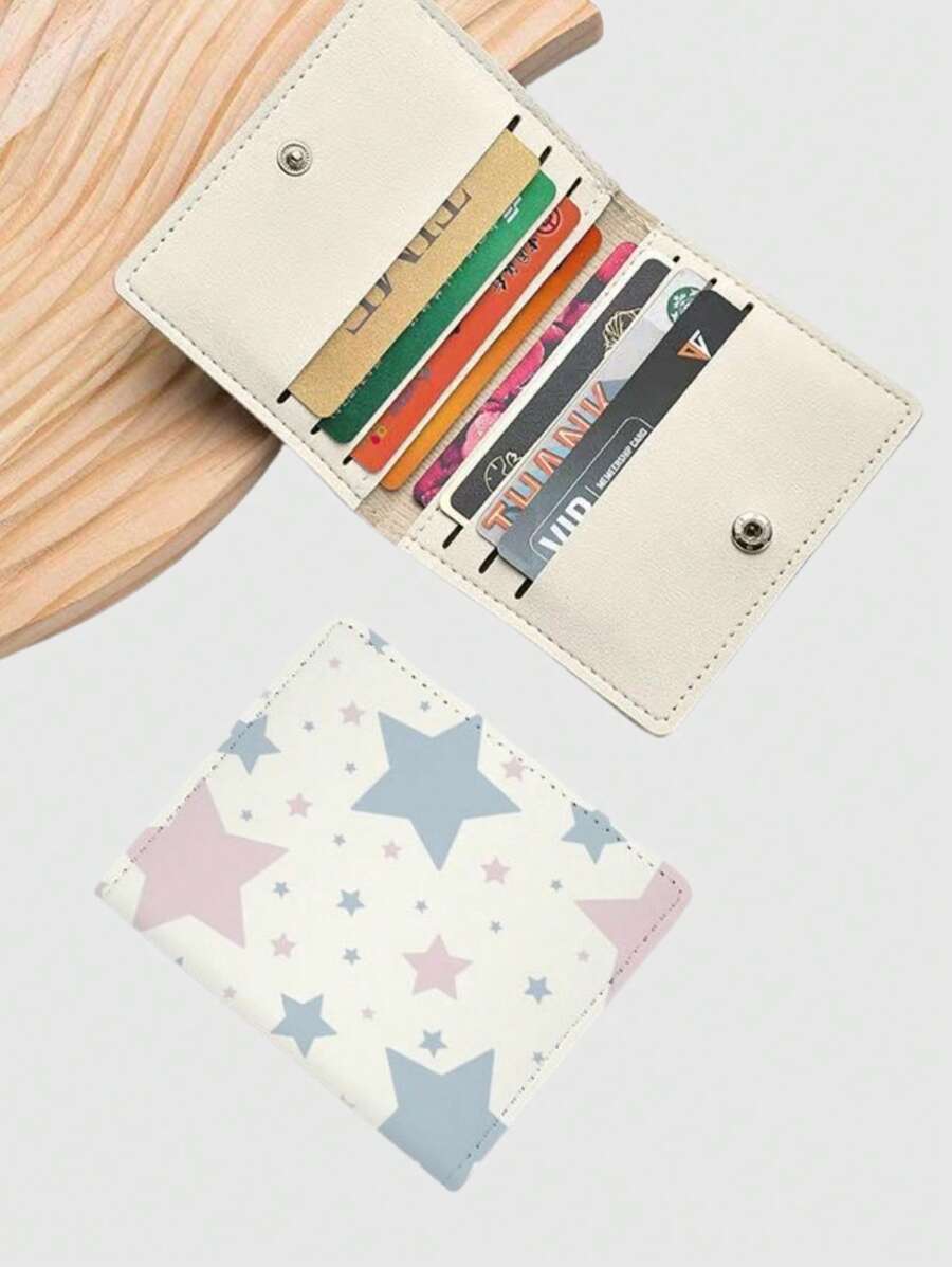 ROMWE Kawaii Cute Sweet Star Print ID Card Holder Lightweight Compact ...