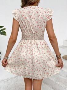SHEIN Frenchy Women's Floral Pink Summer Boho Mini Dress,Short Cap ...