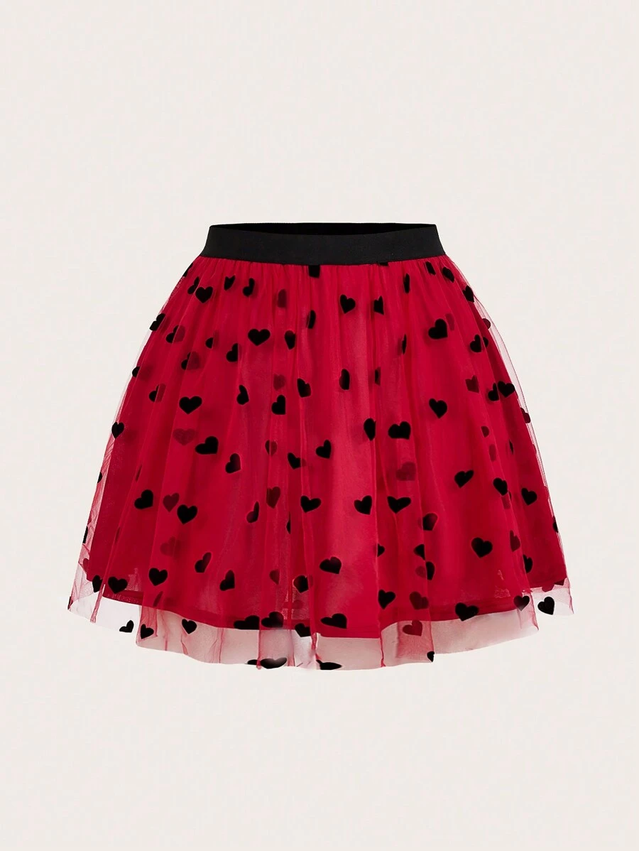 SHEIN LUNE Valentine's Day Mesh And Flocking Heart Pattern Versatile ...