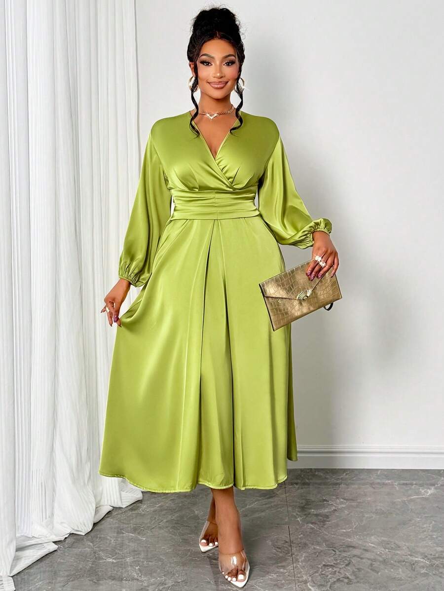 SOLERSUN Maweii Women's Elegant Solid Color Simple Daily Satin Dress ...