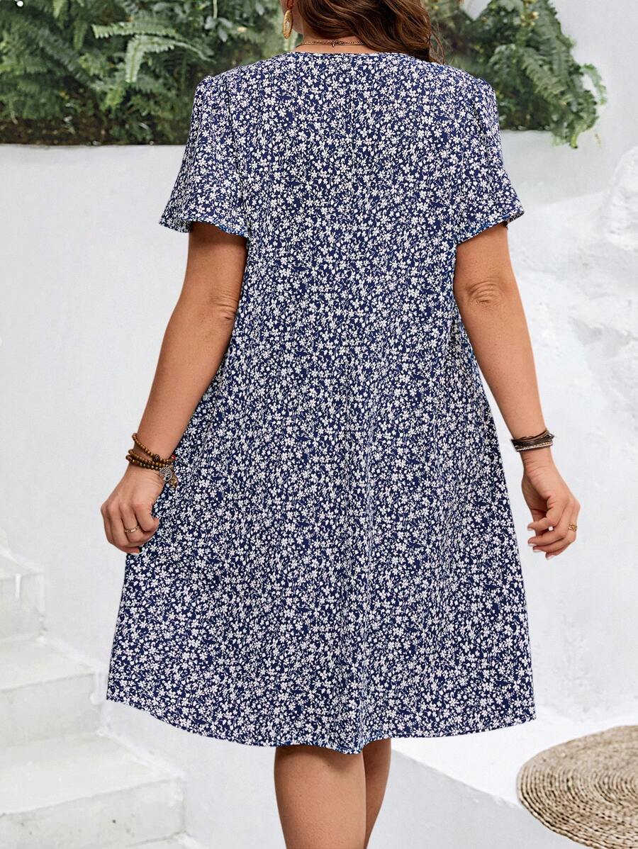 EMERY ROSE Plus Size Women's Summer Ditsy Floral Ruffle Sleeve Holiday Dress for Sale Australia ...