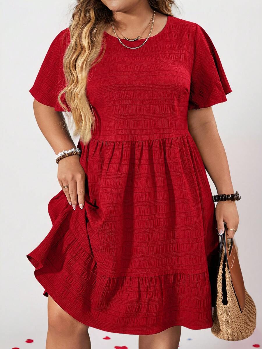 SHEIN CURVE+ CURVE PLUS /Valentine's Day/Plus Size Red Peter Pan Collar ...