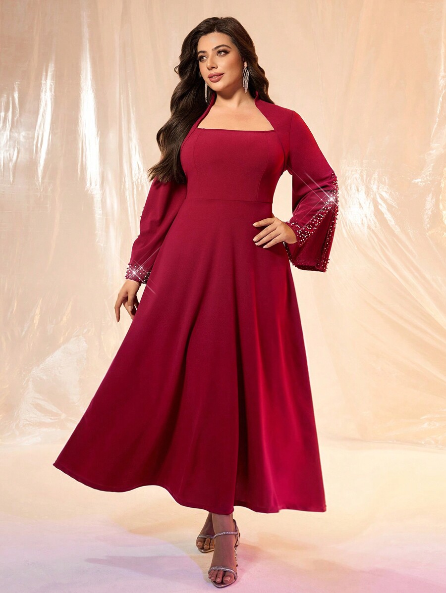 SHEIN Belle Robe de soirée rouge Top de gamme grande taille pour la ...