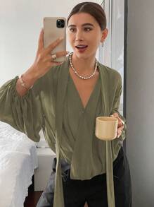 Livesso Elegant Casual Blouse, Spring/Summer Solid Color Loose Long ...