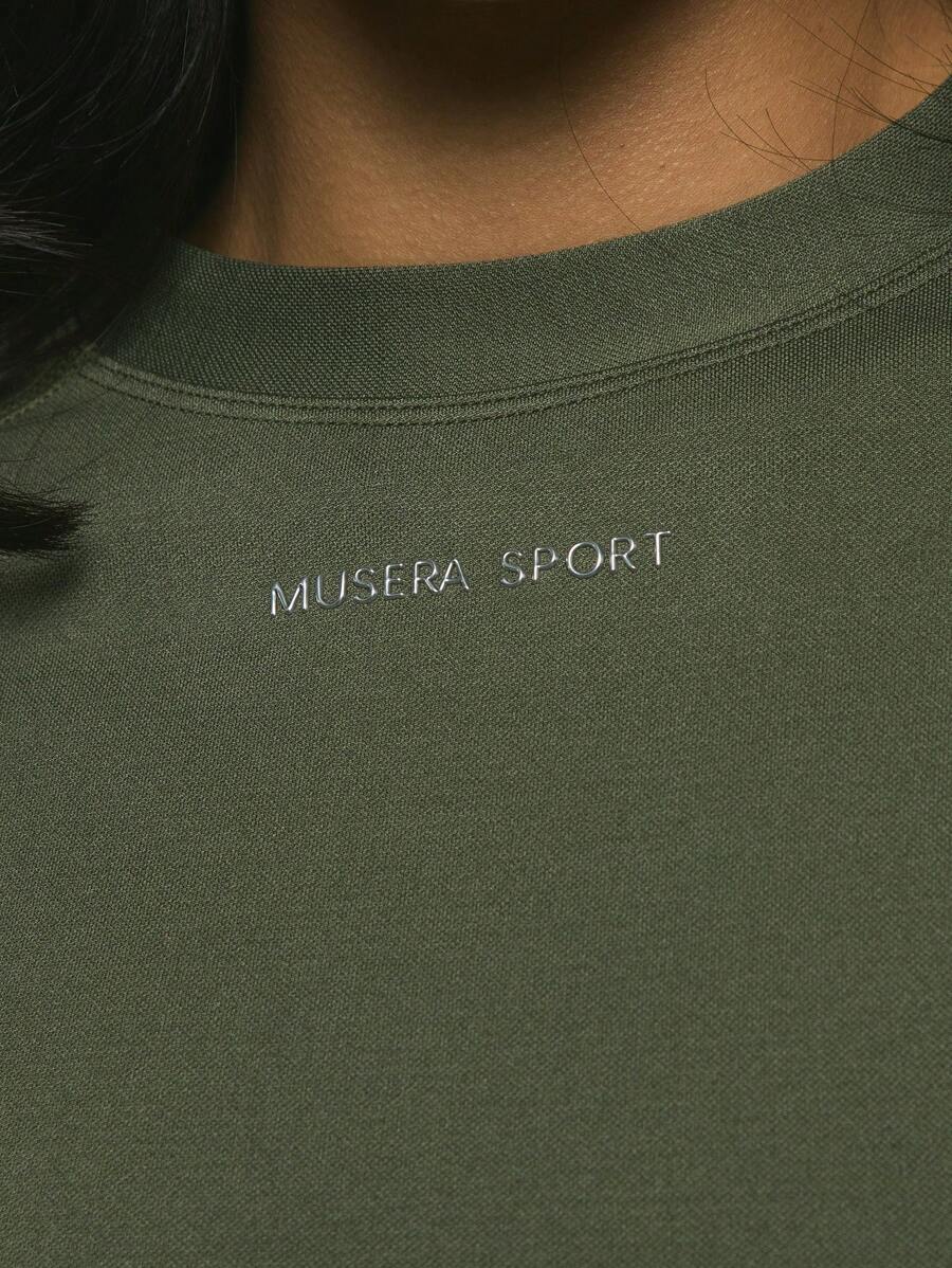 MUSERA Slogan 'Musera Sport' Cropped Fitted Long Sleeve Top | SHEIN UK